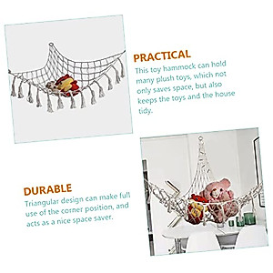 Veemoon Triangular Net Bag Decor Stuffed Sloth Plush Nursery Holder Net Corner Hammock Organizer Dirty Clothes Storage Hammock Wall Hanging Net Display Net