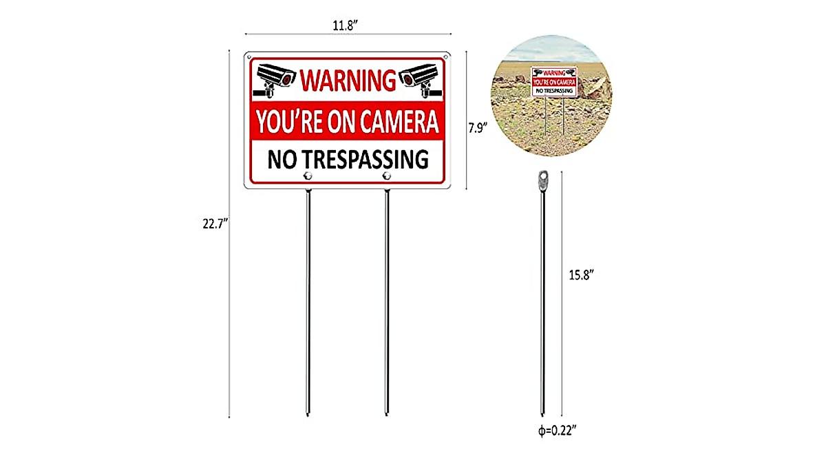 You're on Camera Sign with Stake - Durable Metal Surveillance Sign for Yard