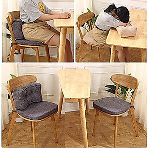 KGPLOME Chair Cushion with Ties for Dining Chairs - Memory Foam Non Slip Kitchen Chair Pad and Dining Seat Cushion with Machine Washable Cover [16.5 x 16.2 Inches] - Dark Beige