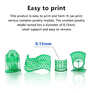 IFUN Jewelry Casting Resin for 405nm LCD DLP Printing-Easy to Print Use and Burn High Resolution- 3D Printer Photosensitive Castable Resin Liquid- Green 500g