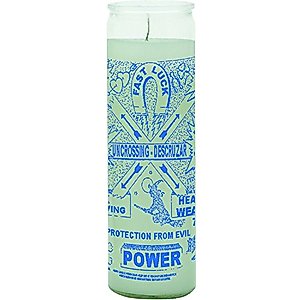 Indio 7 Day Glass Candle Uncrossing Protection from Evil - White