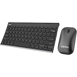 Arteck Bluetooth Keyboard and Mouse Combo Ultra Compact Slim Stainless Full Size Keyboard and Ergonomic Mice for Computer/Desktop/PC/Laptop/Surface and Windows 10/8/7 Built in Rechargeable Battery