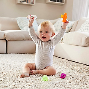 Toyvian 6Pcs Baby Toy Rings, Baby Rattles Plastic Clear Hand Bell Shaker, Rattle Inserts for Baby Toys, Developmental Baby Toy for Early Learning, Newborn Toddler Gifts