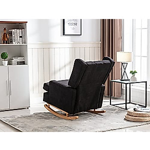 Tidyard Living Room Comfortable Rocking Chair Accent Chair，Black for Living Room, Bedroom, Balcony, Home Furniture