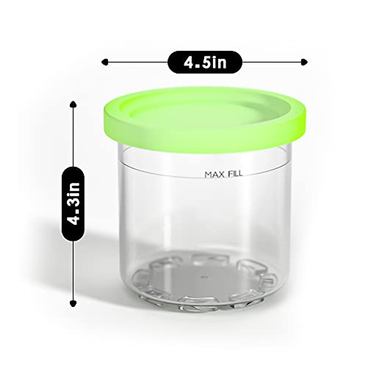VIJIGIA Ice Cream pints Containers 4 Pack, Compatible with NC301 NC300 NC299AMZ Ice Cream Makers, Reusable, Dishwasher Safe, Airtight & Leaf-Proof, light blue/Gray/Pink/Green Lids