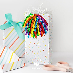 HUIHUANG Curly Ribbon Bow Rainbow Ribbon Gift Wrap Bows Birthday Self Adhesive Bow Stick on Bows for Gift Wrapping Gift Bags Gift Basket Crafting Present Wrap Accessories - 6 Counts X 6 Inch
