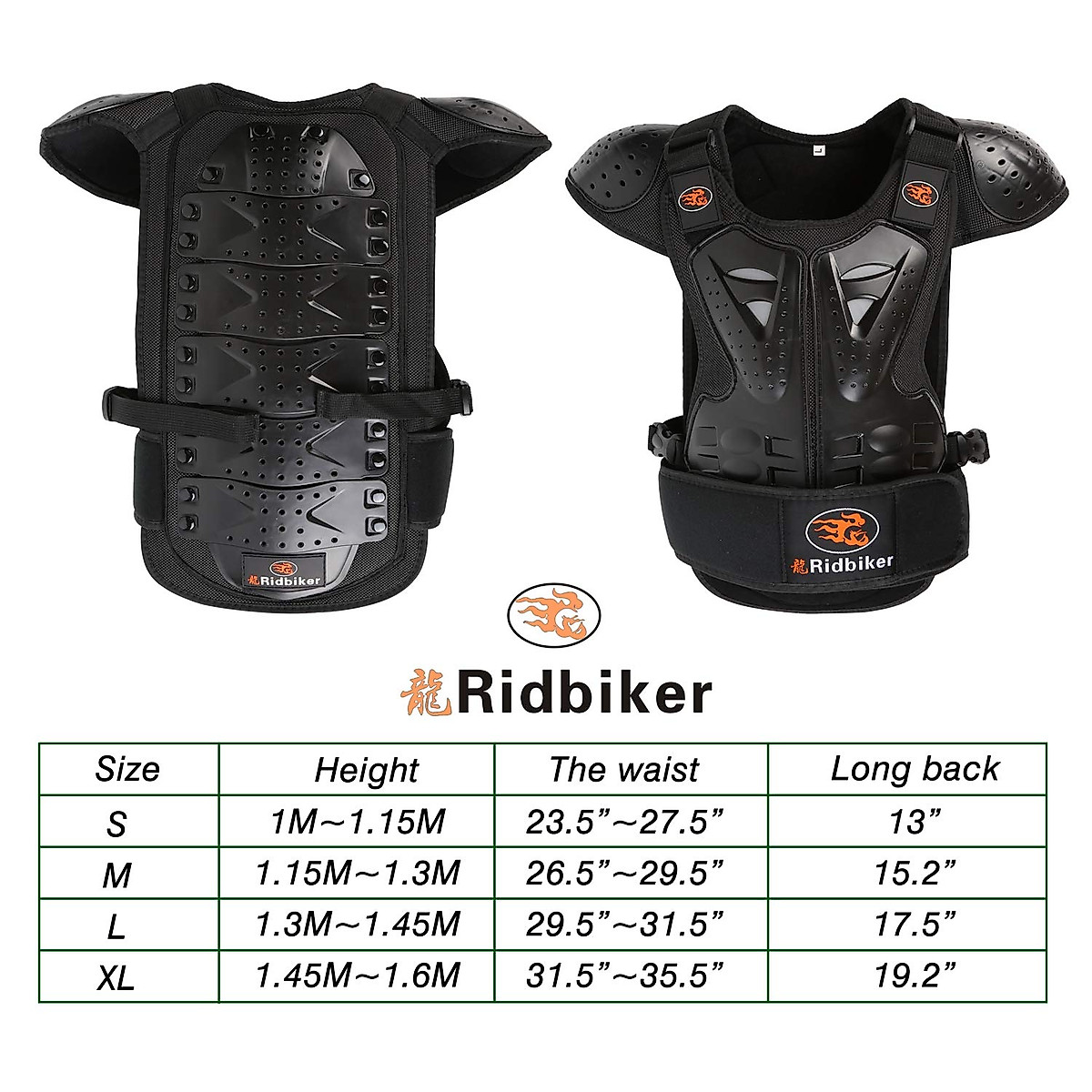 Kids Dirt Bike Gear Chest Protector Motocross Gear Motorcycle Armor Vest Elbow Guard Knee Shin Guard Pads Youth Motorcycle Protective Gear (Black, L:(Height:51.18"-57.08"))