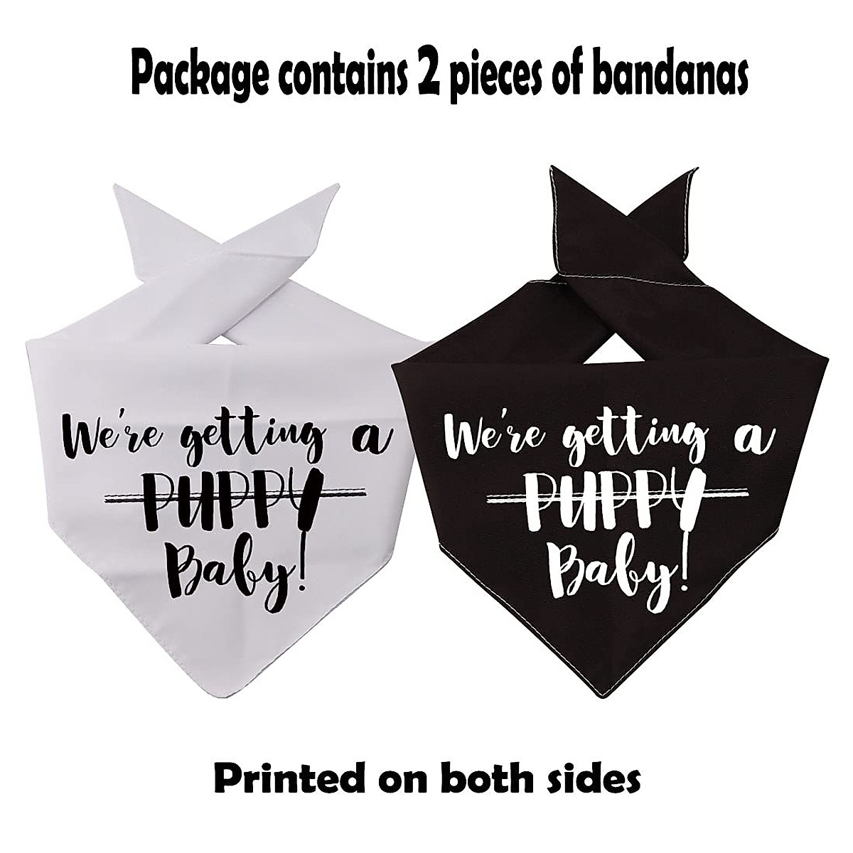 2 Pack We’re Getting a Puppy Baby Dog Bandana Pregnancy Announcement Baby Announcement Gift (Getting a Puppy Baby 2 pack)