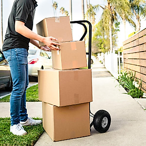 Olympia Tools 600 Lb Steel Hand Truck with P Handle and 10" Pneumatic Wheels for Home and Office Use