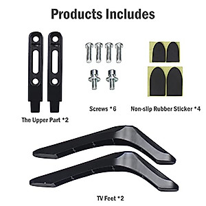 Universal TV Stand, Base Table Top TV Stand, TV Legs, TV Pedestal Feet for Vizio Samsung LG TCL Televisions with Mounting Holes Distance 2.16in/5.5cm or Within 1.77in/4.5cm