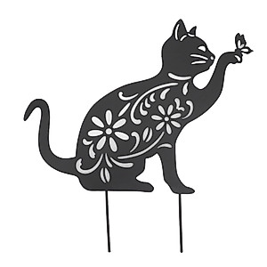 Haofy Cat Silhouette, 1 Piece of Lifelike Cat Yard Art Garden Metal Statue Decor, Hollow Decorative Stakes for Outdoor Farmhouse Pathway Lawn Decorations