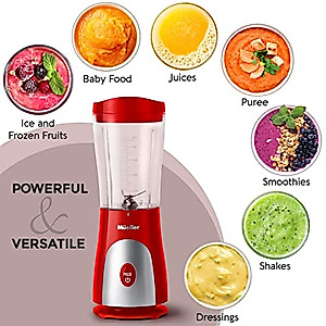 Mueller Ultra Bullet Personal Blender for Shakes and Smoothies with 15 Oz Travel Cup and Lid, Juices, Baby Food, Heavy-Duty Portable Blender & Food Processor, Red