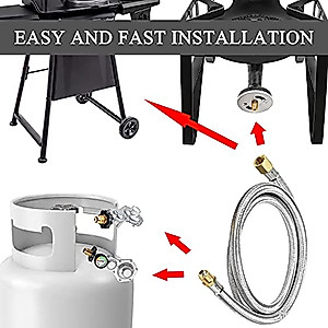 GCBSAEQ Propane Hose Extension Assembly 6FT Stainless with 3/8" Female x 3/8" Male Flare Fitting Steel Braided Hose for Gas Grill, Camping Stove, RV Fire Pits, and More