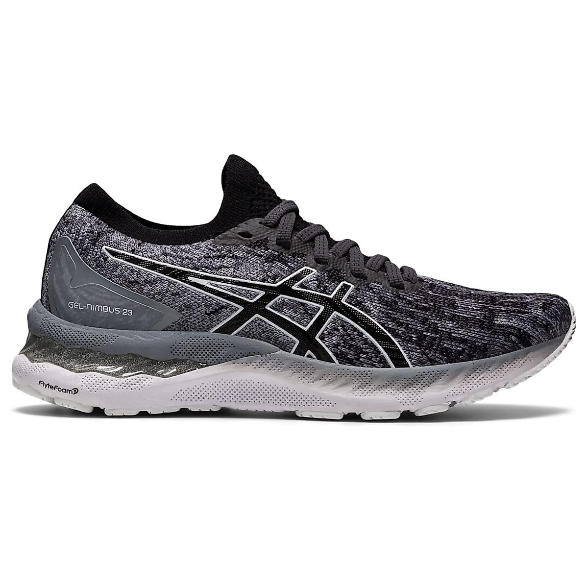 ASICS Women's Gel-Nimbus 23 Knit Running Shoes, 8, Sheet Rock/Black
