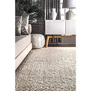 nuLOOM Glendora Hand Woven Chevron Area Rug, 8' 6" x 11' 6", Ivory