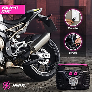 electric air compressor portable tire inflator with analog Pressure Gauge air pump for car tires 12V 110V tire pump for car bike balls & more Easy to use ideal for cool women and adults