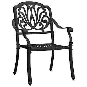 KTHLBRH 5 Piece Bistro Set Cast Aluminum Black, Outdoor Patio Table and Chairs, Patio Furniture Set for Outdoor, Deck, Yard, Porch