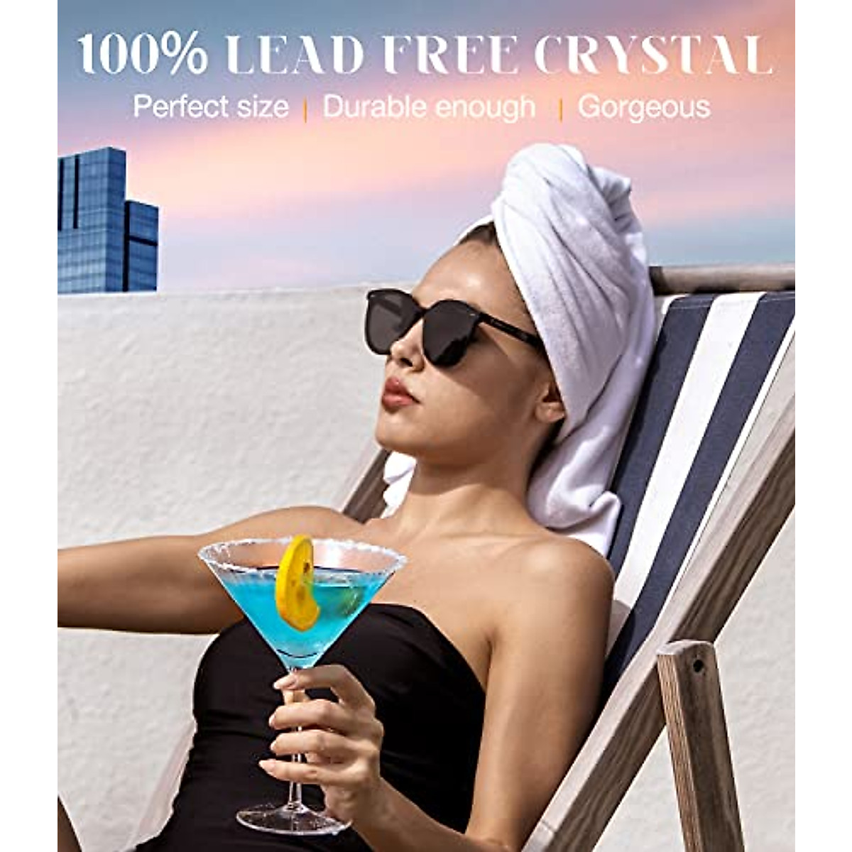 LUNA & MANTHA Martini Glasses | Set of 4 | 10oz | Hand-Blown Crystal Large Martini Glass Set | Elegant Cocktail Glasses for Bar, Whiskey, Gin, Tequila | Goblet Gift Set for Birthday, Housewarming