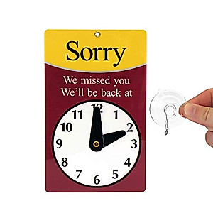SmartSign "Sorry We Missed You, Will Be Back/Welcome Be Back" Two Sided Be Back Clock Sign | 7.75" x 4.75" Plastic