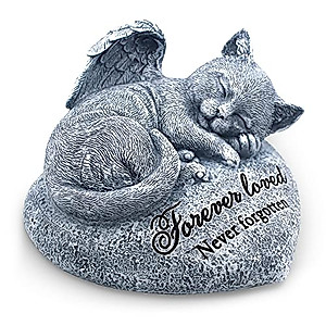 Orchid Valley Cat Memorial Stone or Garden Statue, Beautifully Packaged Memorial Gift, Headstone for Cats or Loss of Cat Sympathy Gift, Sleeping Cat Stepping Stone,