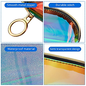 Weewooday 3 Pieces Iridescent Makeup Bag Holographic Bag Cosmetic Toiletries Bag Portable Waterproof Travel Pouch Iridescent Holographic Makeup Organizer for Women