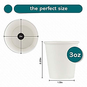 [100 PACK COFFEE CUPS] 3 ounce Disposable Paper Hot Cups - Coffee Cup, Bathroom, Espresso, Mouthwash Cups
