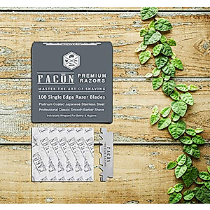 100 Facón Platinum Japanese Stainless Steel Single Edge Razor Blades for Professional Barber Straight Razor - 200+ Shaves