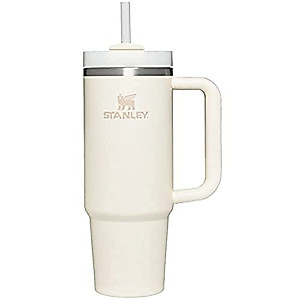 Stanley Quencher H2.0 FlowState Stainless Steel Vacuum Insulated Tumbler with Lid and Straw for Water, Iced Tea or Coffee, Smoothie and More, Cream , 30 oz