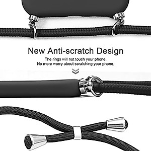 Eouine Crossbody Case for Samsung Galaxy A02s [6.5"] - Neck Cord Lanyard Strap with Samsung A02s Case - Anti-Scratch Black Silicone TPU Adjustable Necklace Strap - Black