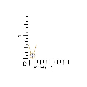 THE JEWEL ZONE 14K Solid Yellow Gold Pendant Necklace, Bezel Set 1 Carat Round Cut Cubic Zirconia Solitaire Pendant Necklace For Women With 18" Gold Chain necklace