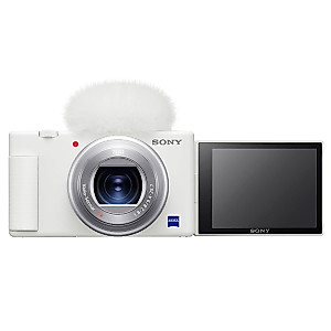 Sony ZV-1 Compact 4K HD Digital Camera, White Bundle with 64GB SD Card, Bag, Mic, Flexible Tripod, Extra Battery and Accessories