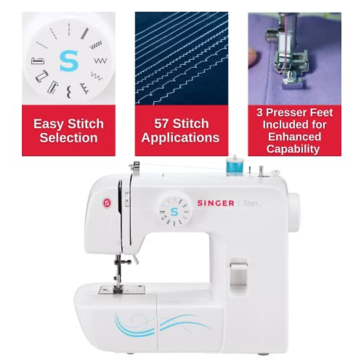 SINGER | Start 1304 Sewing Machine with 6 Built-in Stitches, Free Arm Sewing Machine - Best Sewing Machine for Beginners