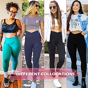 NEW YOUNG 3 Pack Crossover Leggings for Women,Tummy Control High Waisted Workout Yoga Pants Black Leggings Running Tights