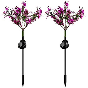 Aolyty Solar Lights Outdoor Garden Decorative, 2 Pack Solar Powered Phalaenopsis Flowers Lights Waterproof IP65 Solar In-Ground Lights, for Garden, Yard, Patio, Lawn Decor