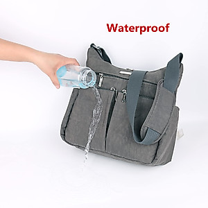 MHCNLL Anti Theft Crossbody Purse RFID Women Nylon Waterproof Lightweight Shoulder Bag (Dark Gray)