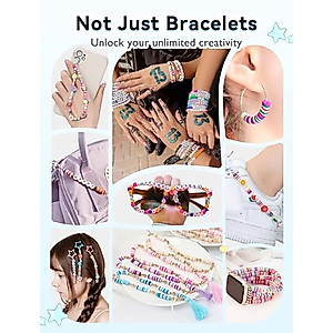 ARTDOT 5342 PCS Clay Beads for Friendship Bracelets Making Kit, 24 Rainbow Colors Jewelry Making Supplies Heishi Beads with Elastic String and Organizer Gifts for Teen Girls Ages 6 7 8 9 10 11 12