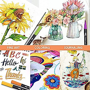 Swemos Markers for Adult Coloring, 72 Colors Art Markers Set Dual Tip Brush Pen, Coloring Markers Fine Point Kids Artist Drawing Paintings Diaries Journaling Art projects Art Supplies with Case