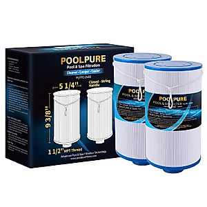 POOLPURE Spa Filter Replaces Watkins 303279, PFF42TC-P4, 78460, FC-2402, Lifesmart, Freeflow, AquaTerra, Hydromaster, Grandmaster, Simplicity, Bermuda Hot Tub Filters, 1 1/2" MPT Fine Thread, 2 Pack