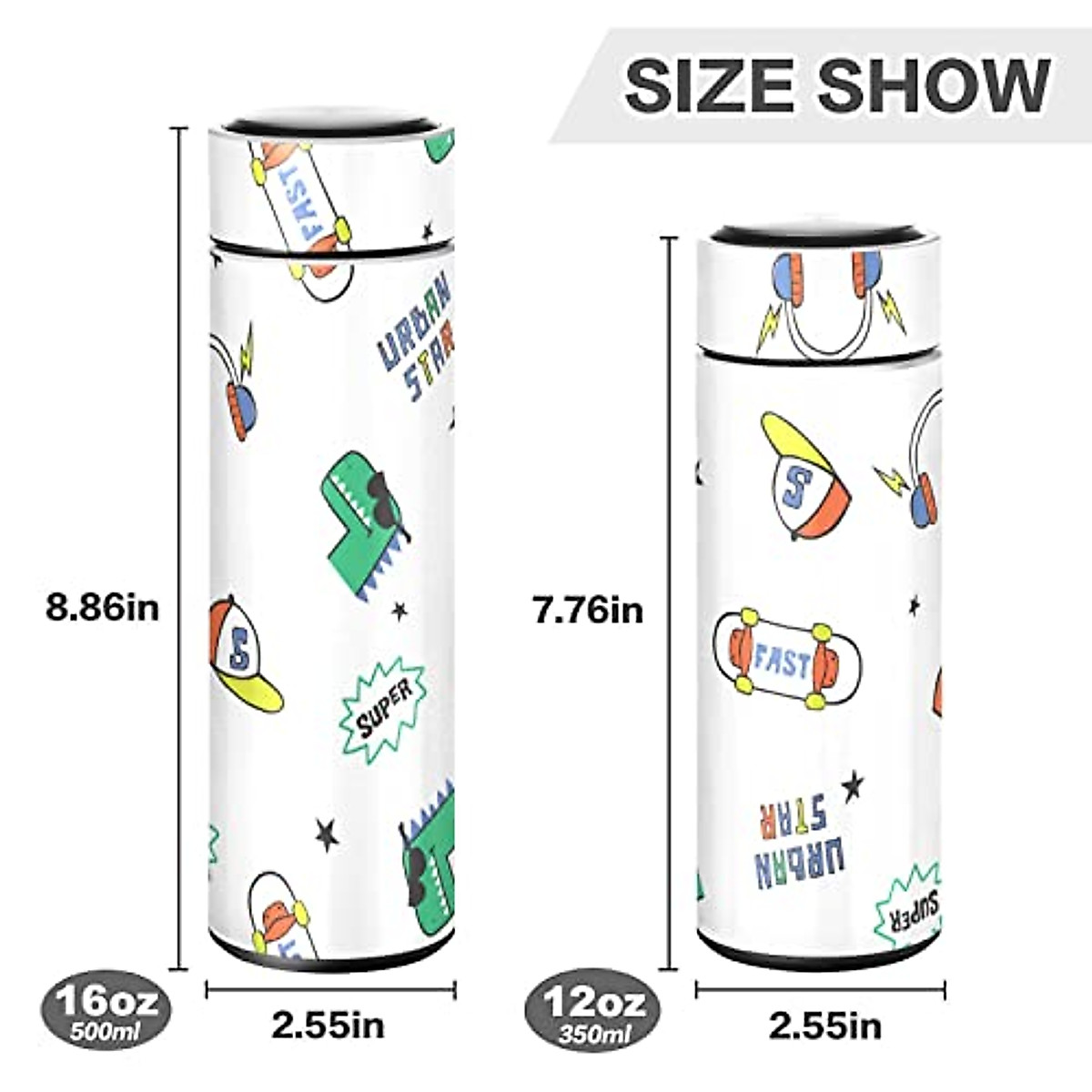 CaTaKu Cute Funny Sport Water Bottle Insulated 16 oz Stainless Steel Flask Thermos Bottle for Coffee Water Drink Reusable Wide Mouth Vacuum Travel Mug Cup