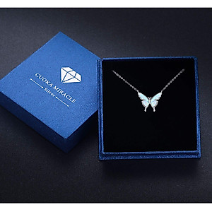 CUOKA MIRACLE Butterfly Necklace 925 Sterling Silver Dainty Opal Butterfly Pendant Jewelry Delicate Butterfly Necklace Birthday Christmas Gift for WomenWife Girlfriend Mom Teen
