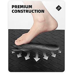 Color G Black Kitchen Mat Long Runner Kitchen Floor Mats Cushioned Anti Fatigue, 17”x71” Foam Comfort Kitchen Padded Mats for Standing, Waterproof Kitchen Sink Runner Rug