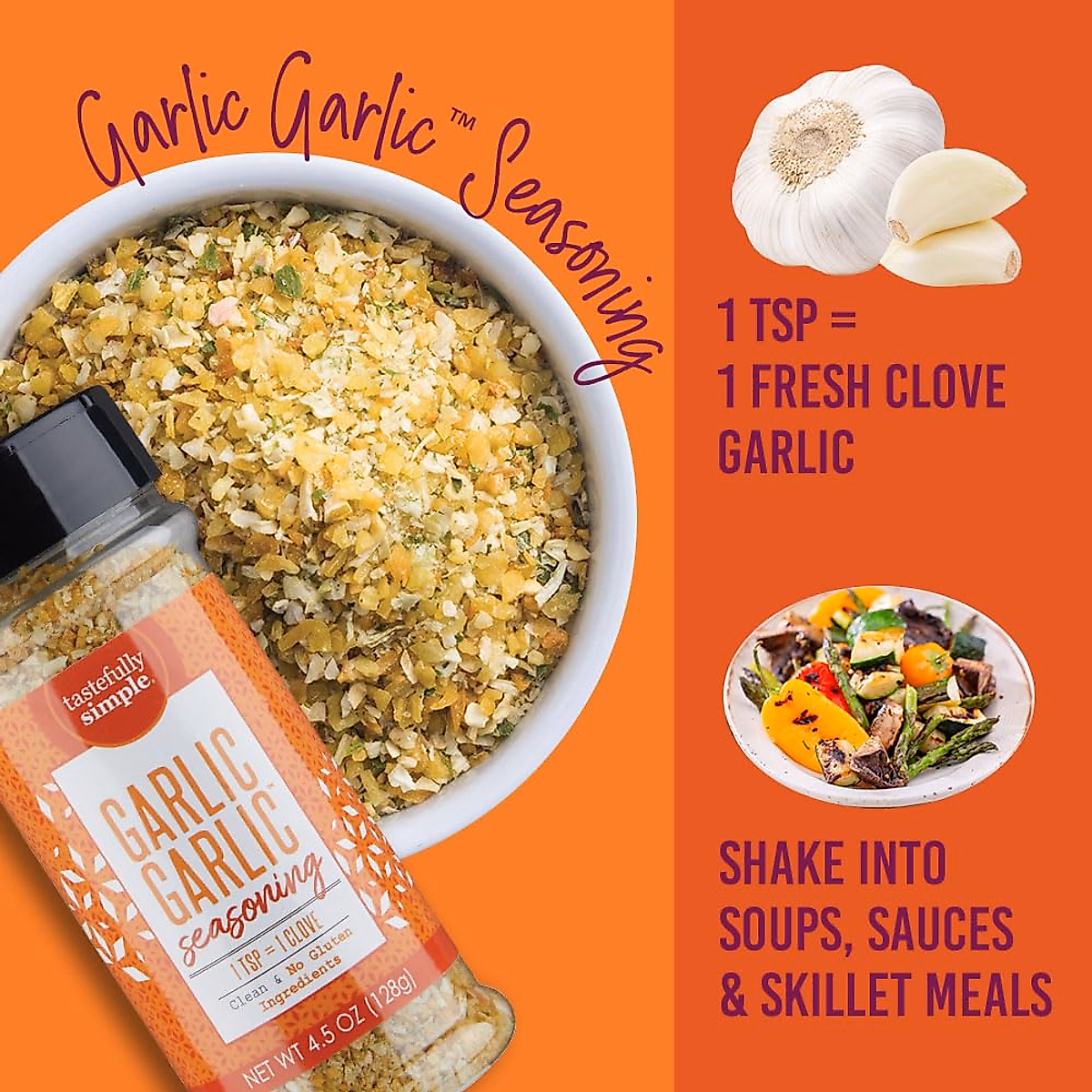 Tastefully Simple The Essential 3, Onion Onion Seasoning, Garlic Garlic Seasoning and Seasoned Salt, 4.5 Ounce (Combo Pack of 3)