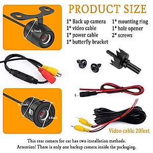 Car Reverse Backup Camera - [HD Night Vision] [170°Wide Angle] Front Side Rear View Camera with Dual Purpose Design - Waterproof Universal Reverse Camera for Car Truck SUV RV