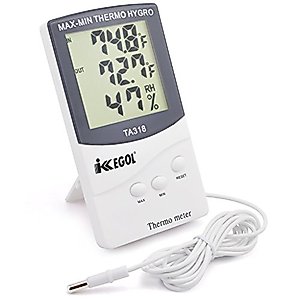 iKKEGOL Dual Sensor LCD Display Indoor Outdoor Digital Thermometer Hygrometer with Max Min Memory