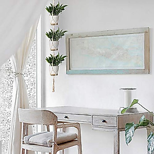 ENUOSUMA 3 Tier Macrame Plant Hanger Indoor with 1 Hook, Handmade Hanging Planter Hanging Flowers Pot with Tassels, Hanging Plant Holder for Home Decor - Cotton Rope, 4 Legs, 71 Inch