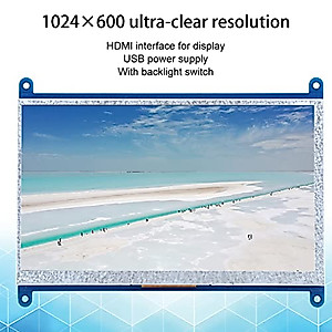 Heayzoki 7 Inch HDMI Monitor LCD Display, Display Screen for Raspberry Pi HDMI 1024 X 600 Backlight Switch, Can Be Used As a Computer Monitor, USB Power Supply
