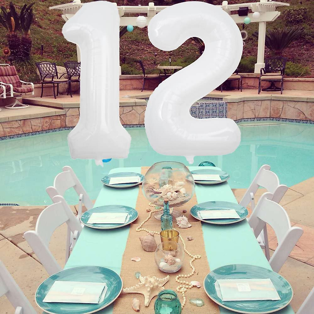 40 Inch Large White 21 Numbers Balloons Giant Helium Big Foil 12 Digital Balloon Sweet 12th 21st Birthday Party Girl Women for Boy Man Anniversary Decorations Supplies