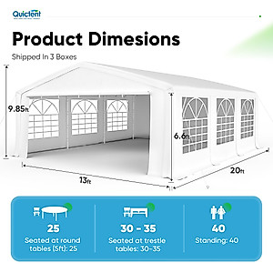 Quictent Premium 13X20 Party Tent Heavy Duty Wedding Event Shelter Garden Gazebo Carport Portable Garage with Carry Bags