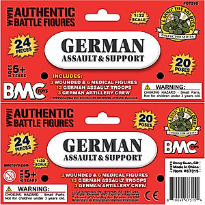 BMC CTS WW2 German Assault & Medics Plastic Army Men - 24pc Gray Soldier Figures