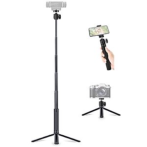 JCWINY 30" Tall Webcam Stand Tripod Extendable Desktop Tabletop Webcam Tripod Web Camera Mount Aluminum Desk Tripod Stand for Logitech Brio Webcam C925e C922x C930e C922 C930 C920 C615 iPhone Camera